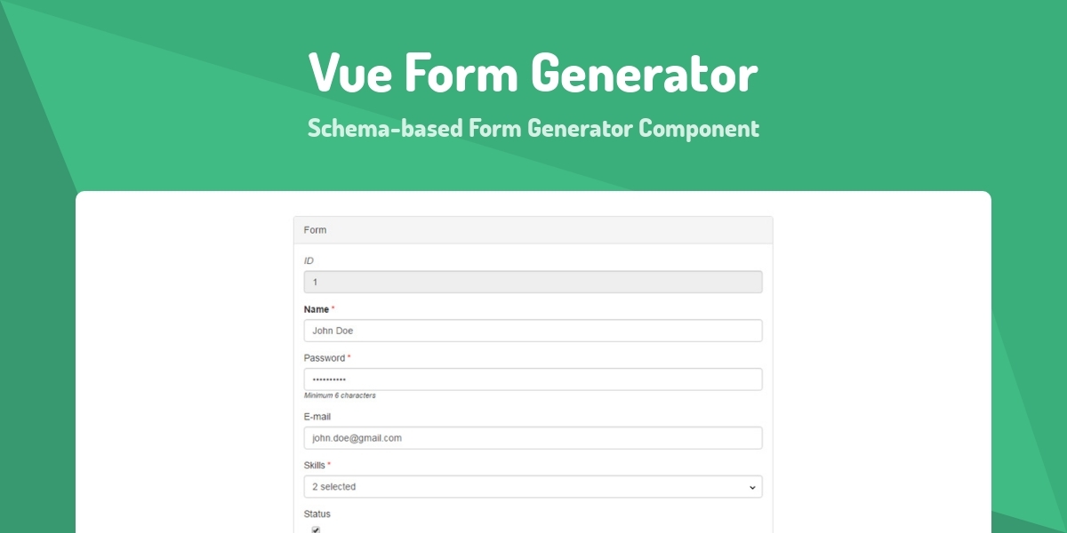 Vue Form Generator Schema Based Form Generator Component Made With